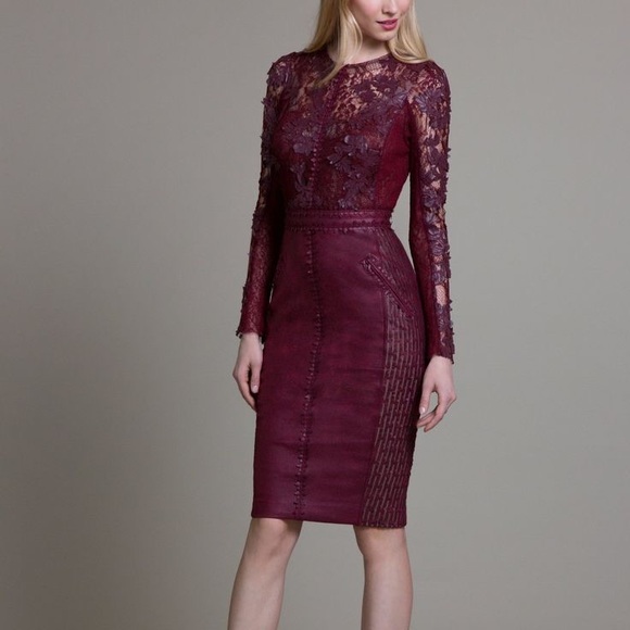 Byron Lars | Dresses | Byron Lars Vegan Leather Lace Duet Sheath Dress ...